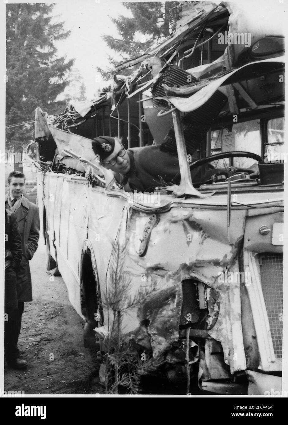 Collision Damaged Bus, State Railways, SJ Bus 2496 Stock Photo - Alamy