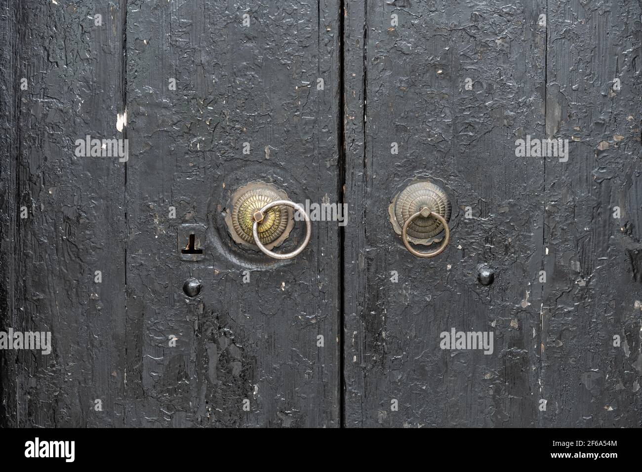 ancient black wooden gate at horizontal composition Stock Photo - Alamy
