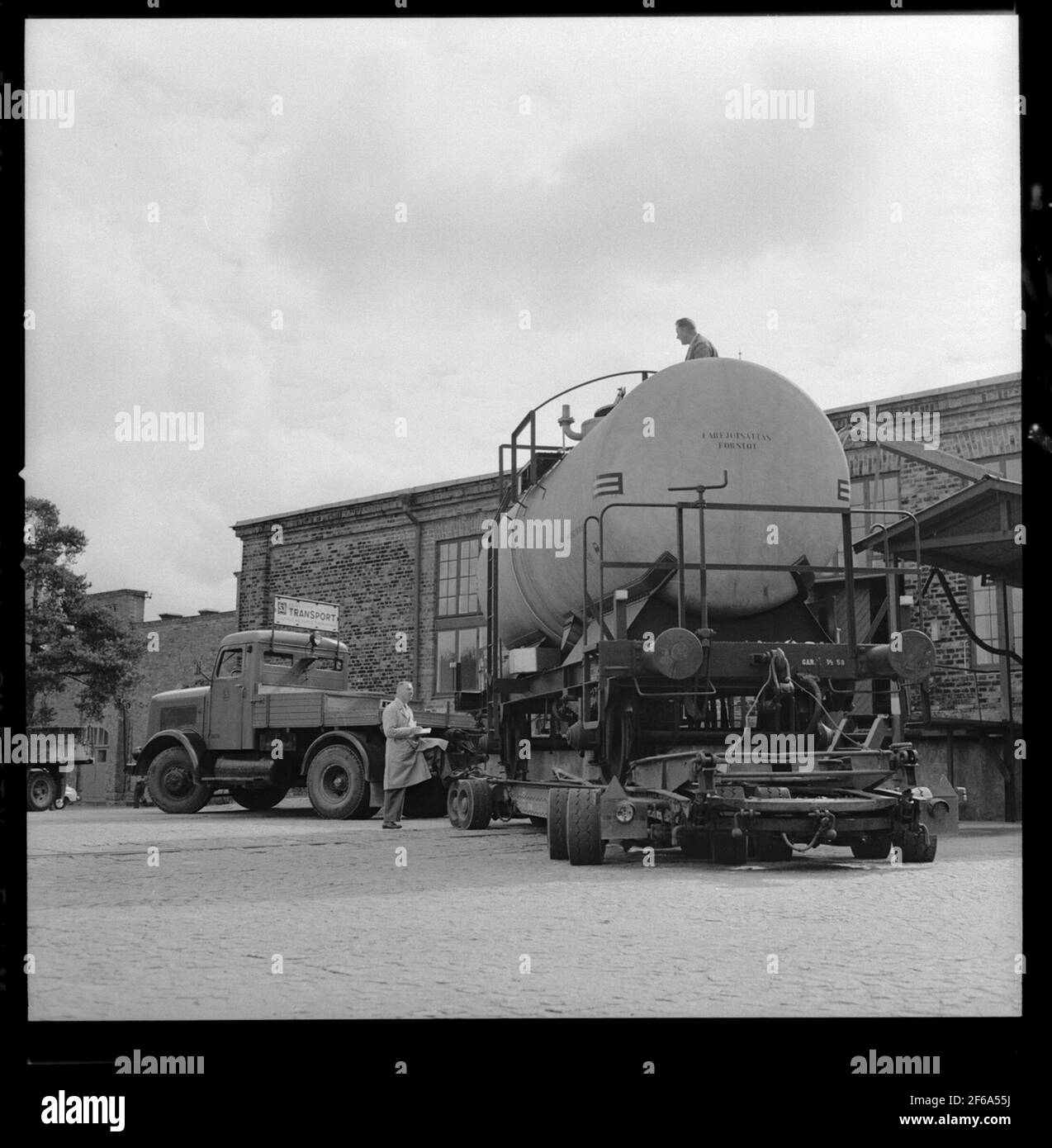 Kaelble truck with cargo bear loaded with tank carriage SJ Q12 506064 ...