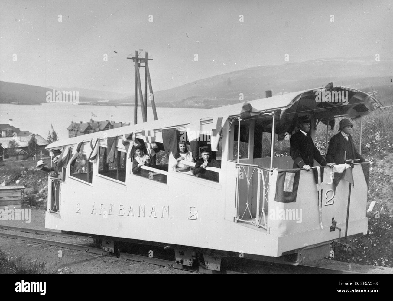 Mountain path inauguration train. The track was built between 1908 and ...