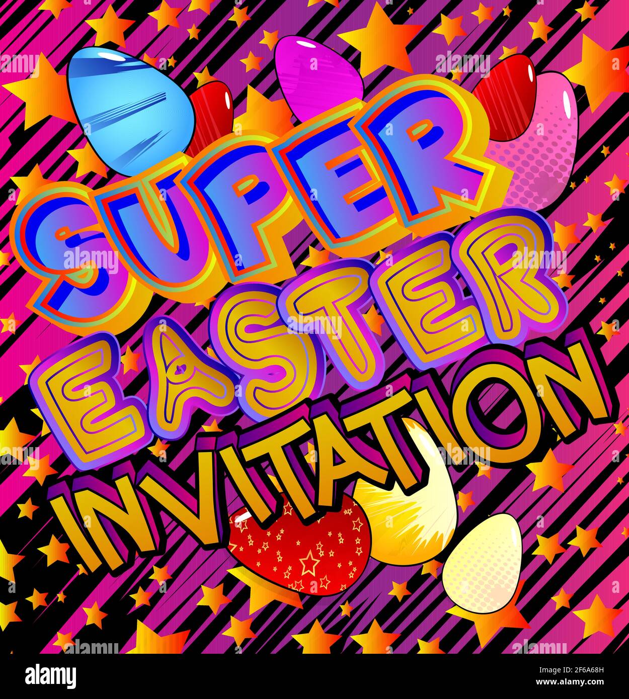 Super Easter Invitation - Comic book style holiday related text ...