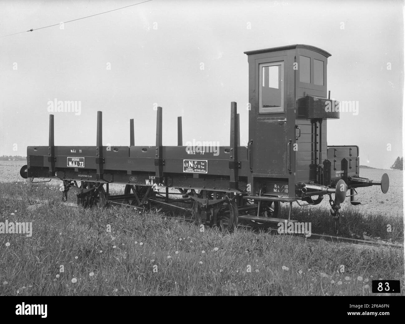 Varberg - Ätran rail, WBÄJ N1 73. Wagon with brake cab. AB Svenska ...
