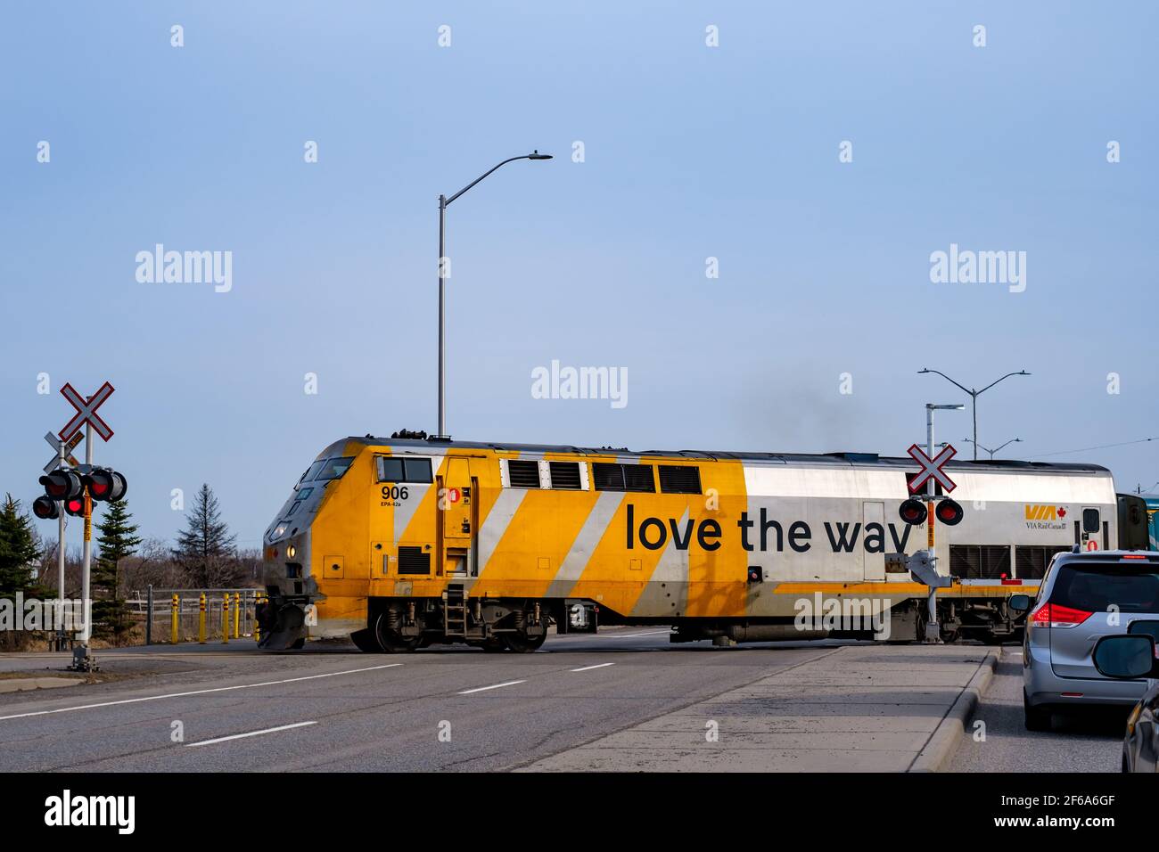 Ottawa, Ontario, Canada - March 25, 2021: A Via Rail train crosses ...