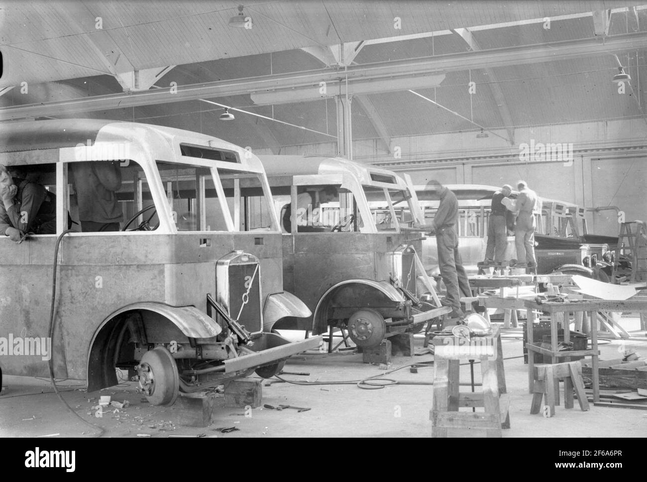The bus hall. The limited company Swedish railway workshops, ASJ Stock ...