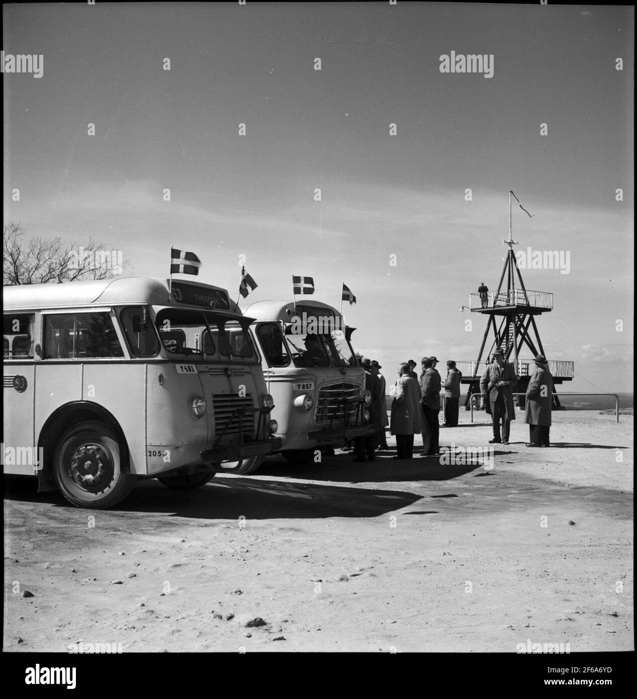 SJ buses at Tourist Ride to Care Kass Mountain, Härnösand. SJ bus 2058 ...