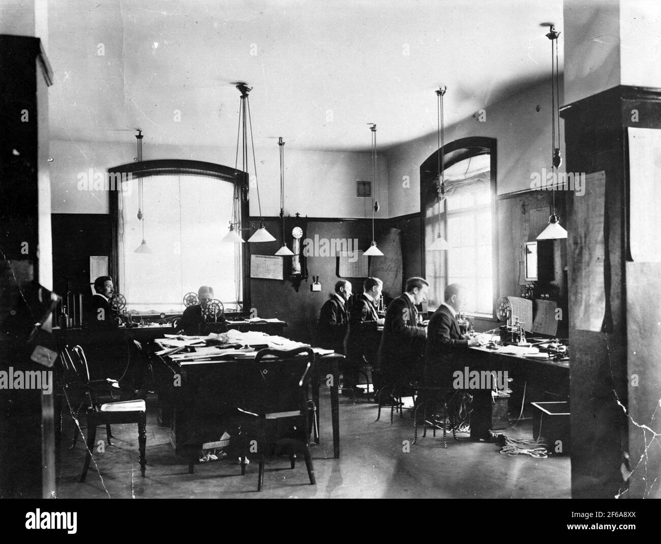 Staff at the telegram expedition in Avesta. From the left, first office ...