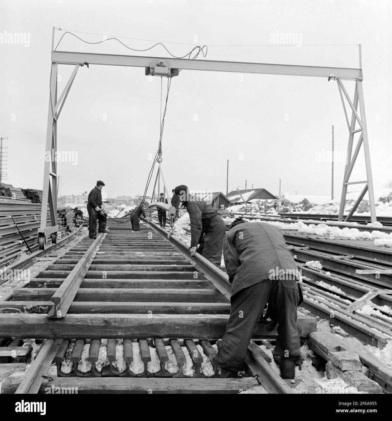 Railway building, Morjärv - Kalix, track construction site Stock Photo ...