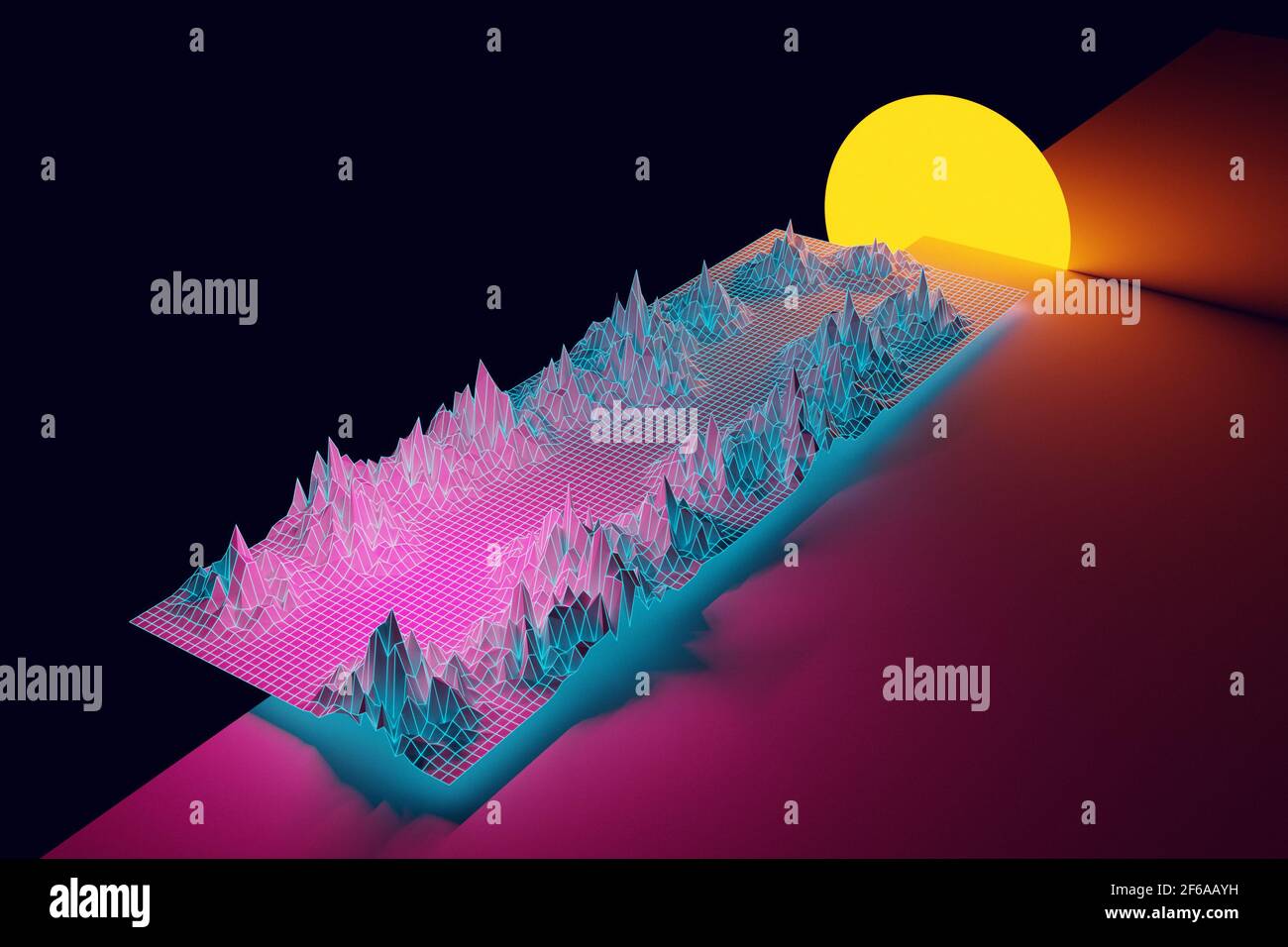 3d rendering, Virtual reality, road from geometric lines between the ...