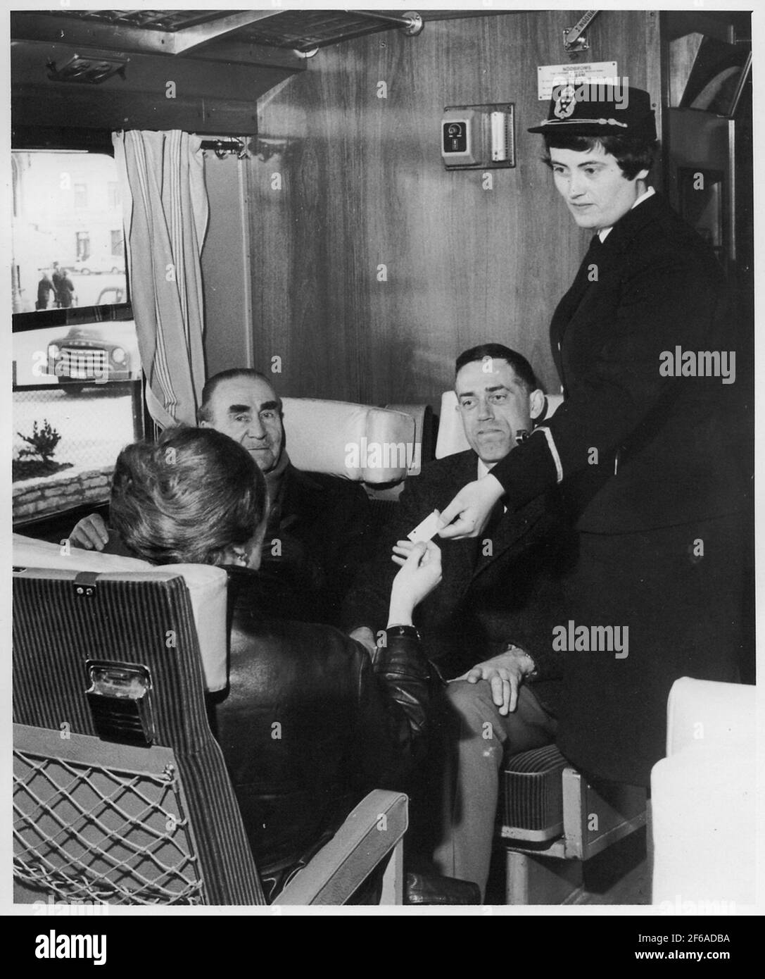Ulla-Britt Ekblom (in uniform) checks ticket Stock Photo - Alamy