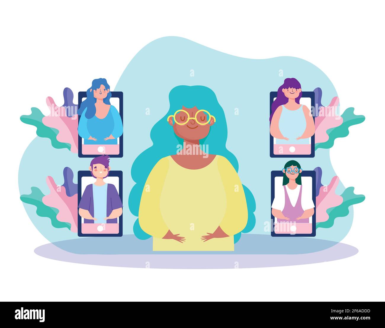 woman virtual meeting colleagues cartoon Stock Vector Image & Art - Alamy