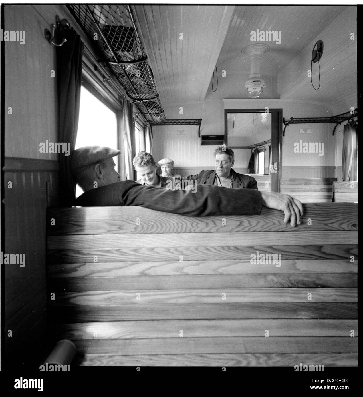 Train travelers in, state railways, SJ freight wagon, 3rd grade Stock ...