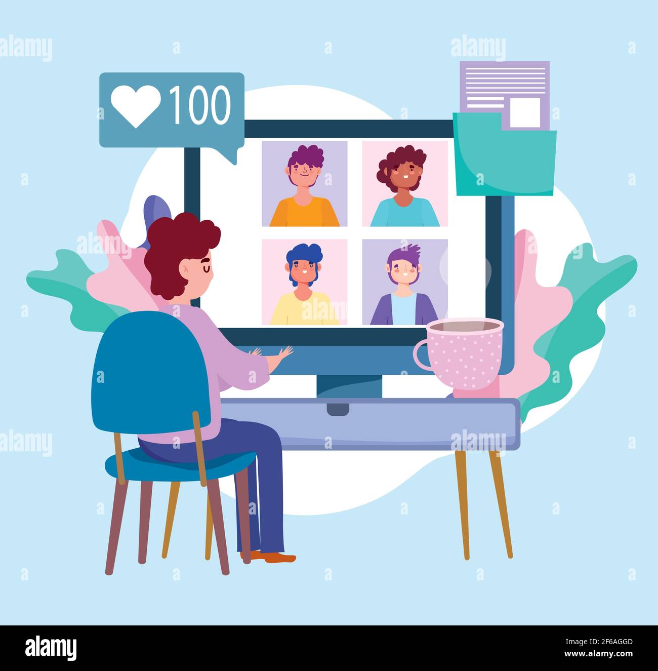 online teamwork conference people cartoon Stock Vector Image & Art - Alamy