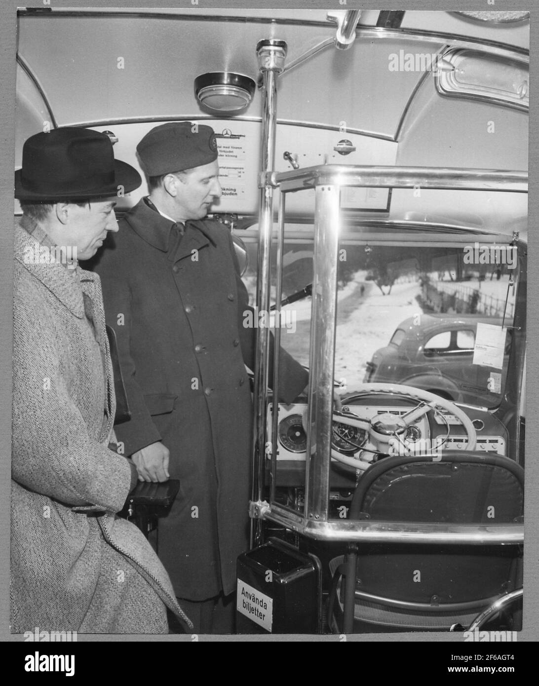 The state's railways, SJ staff in bus Stock Photo - Alamy