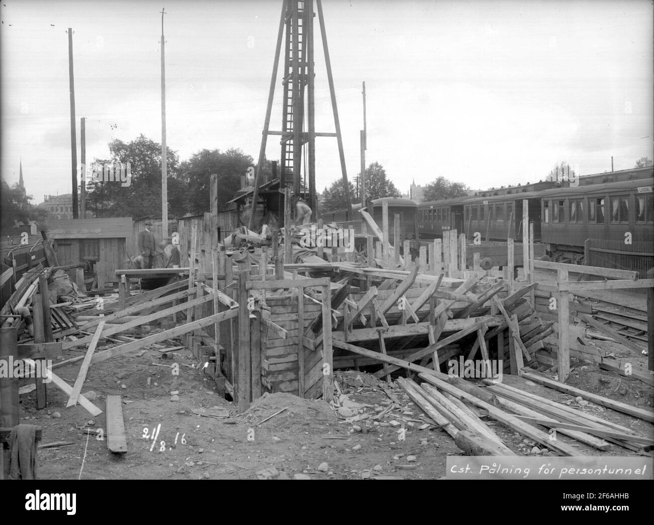 Piling for passenger tunnel, Stockholm Central Station Stock Photo - Alamy