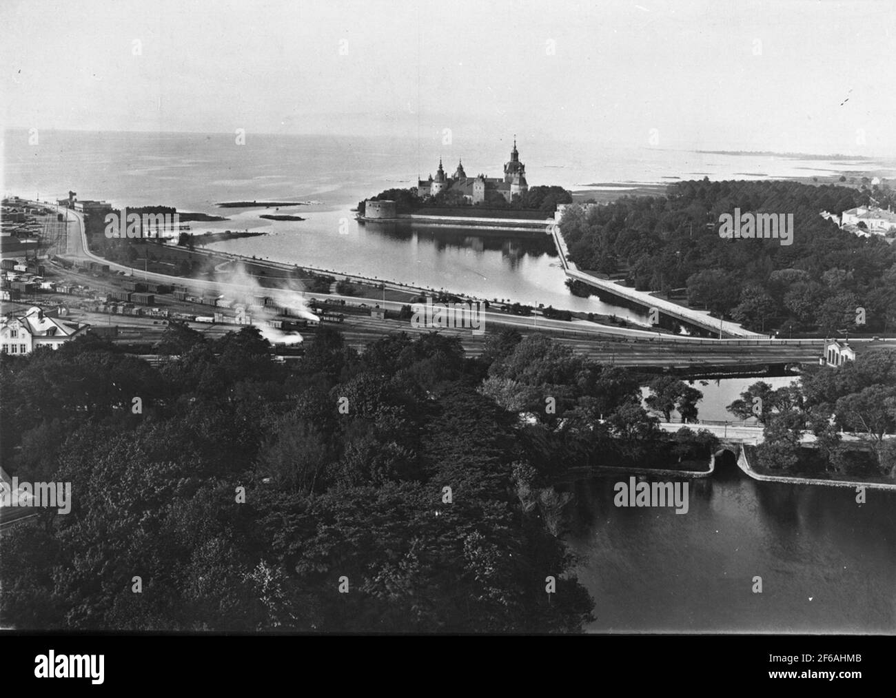 Aerial view of station. Kalmar Castle Stock Photo - Alamy