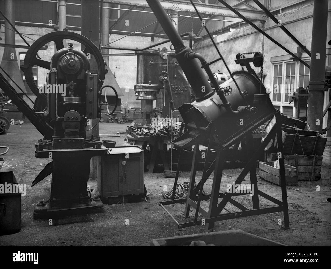 Workshop interior, oil-fired forging furnace for rail nails The ...