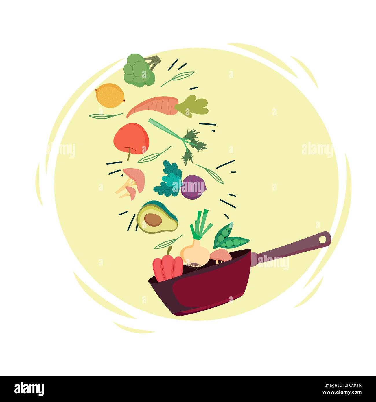 falling fresh healthy food saucepan Stock Vector Image & Art - Alamy