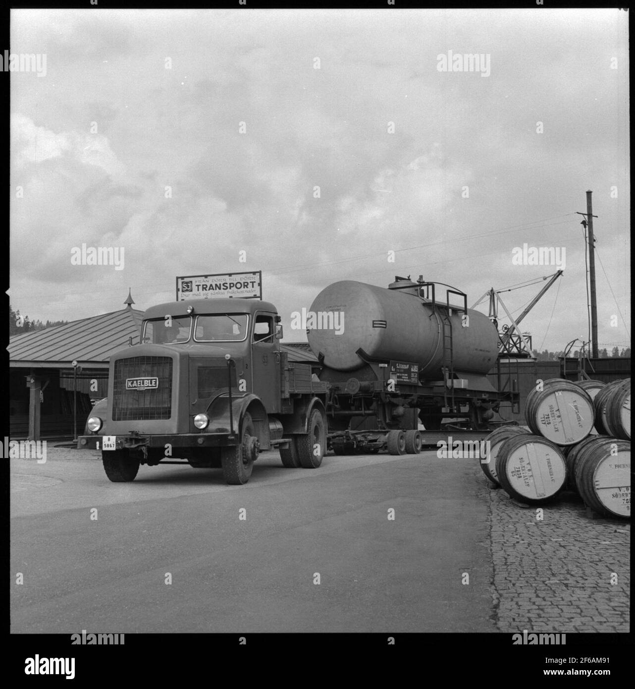 Kaelble truck with cargo bear loaded with tank carriage SJ Q12 506064 ...