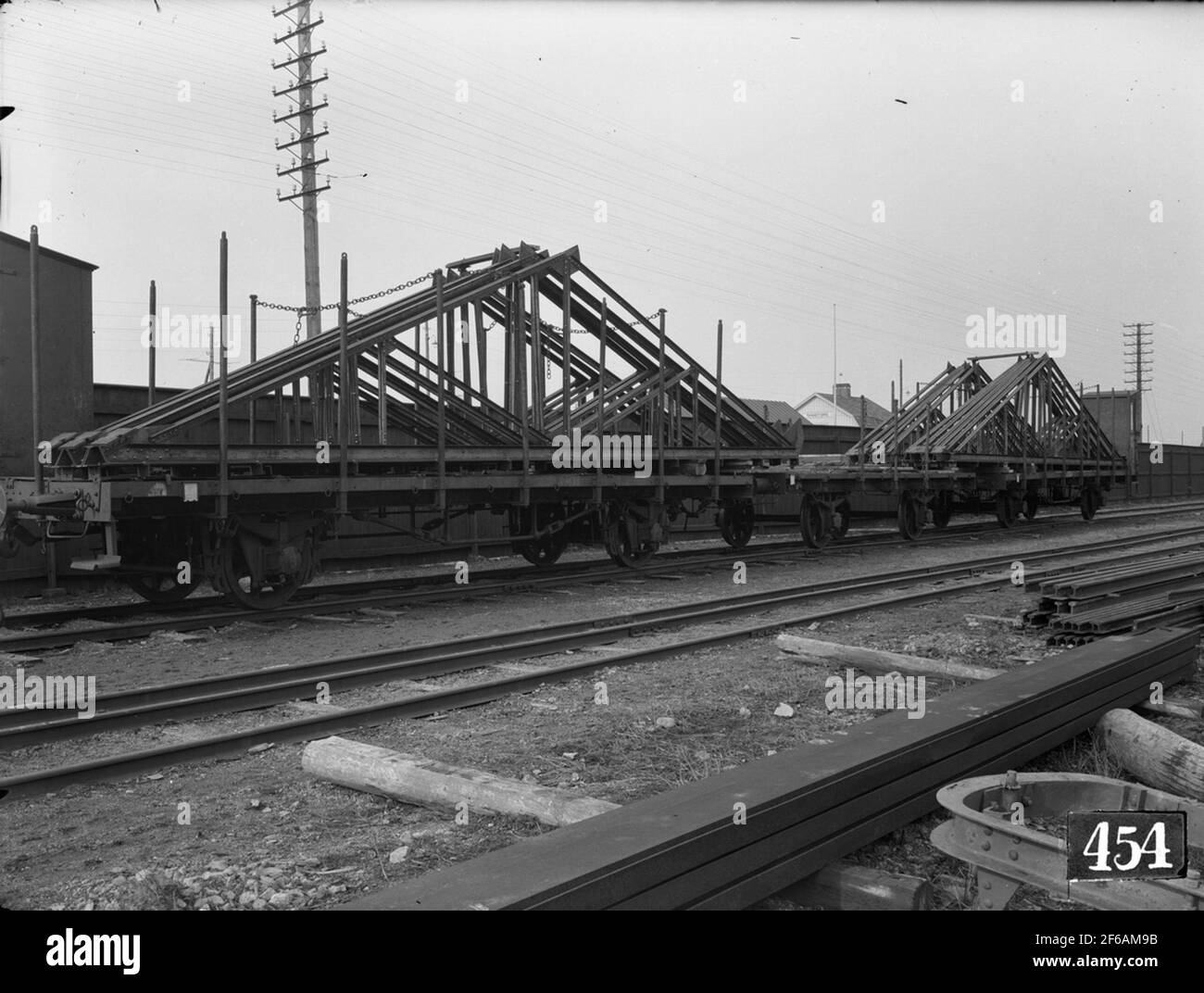 Roof trusses, loaded on cart Stock Photo - Alamy