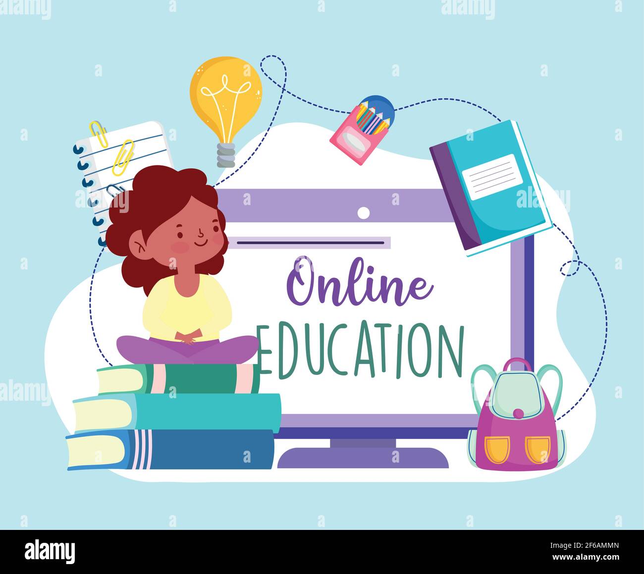 online education kids studying home Stock Vector Image & Art - Alamy
