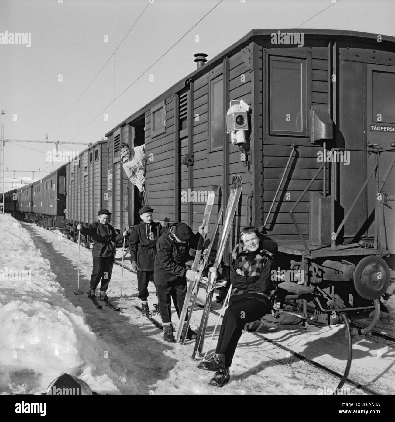 The state railways, SJ train home on the set track in Björkliden ...