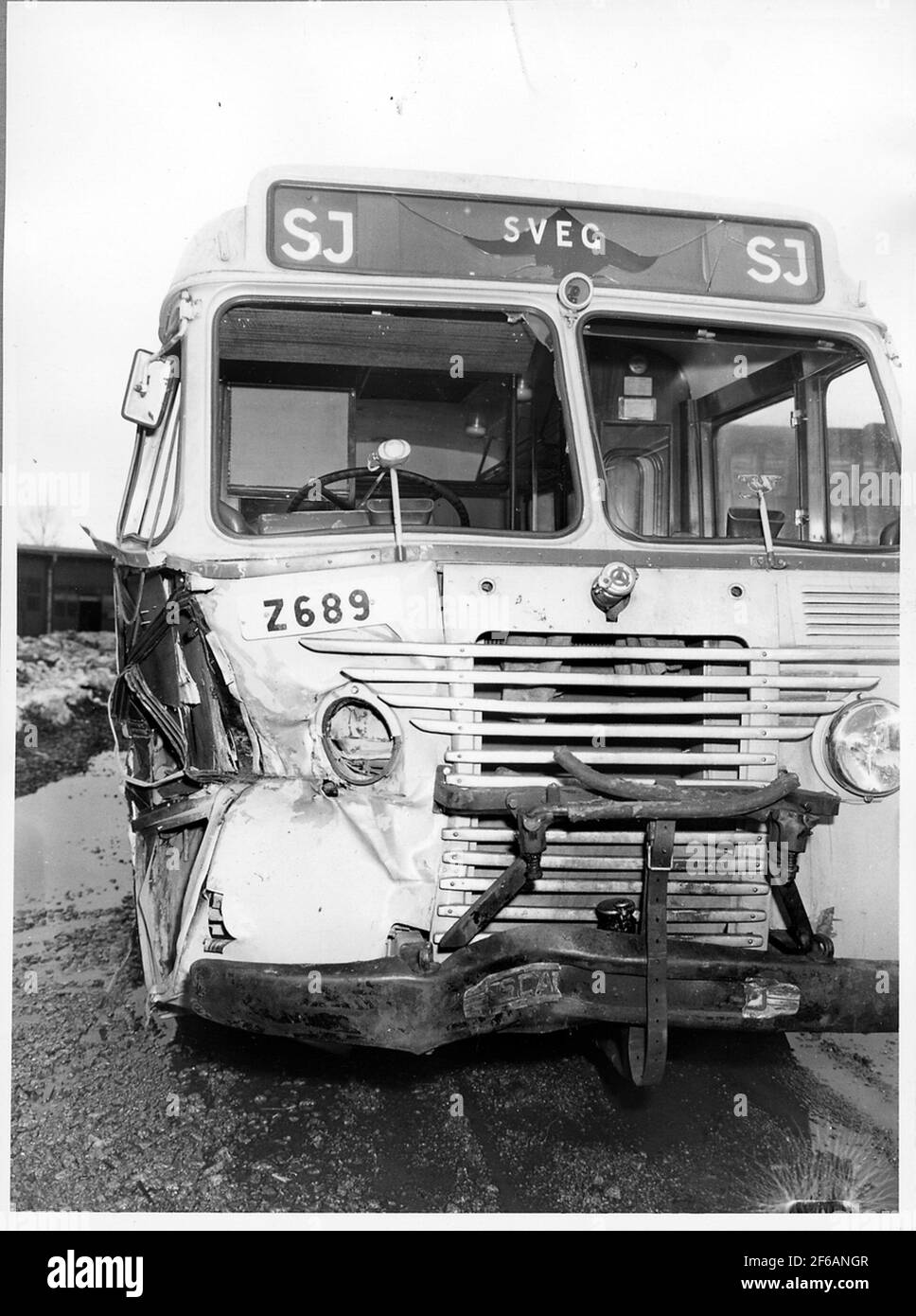 Crash damaged Scania-Vabis 2B21. The state's railways, SJ bus in 1893 ...