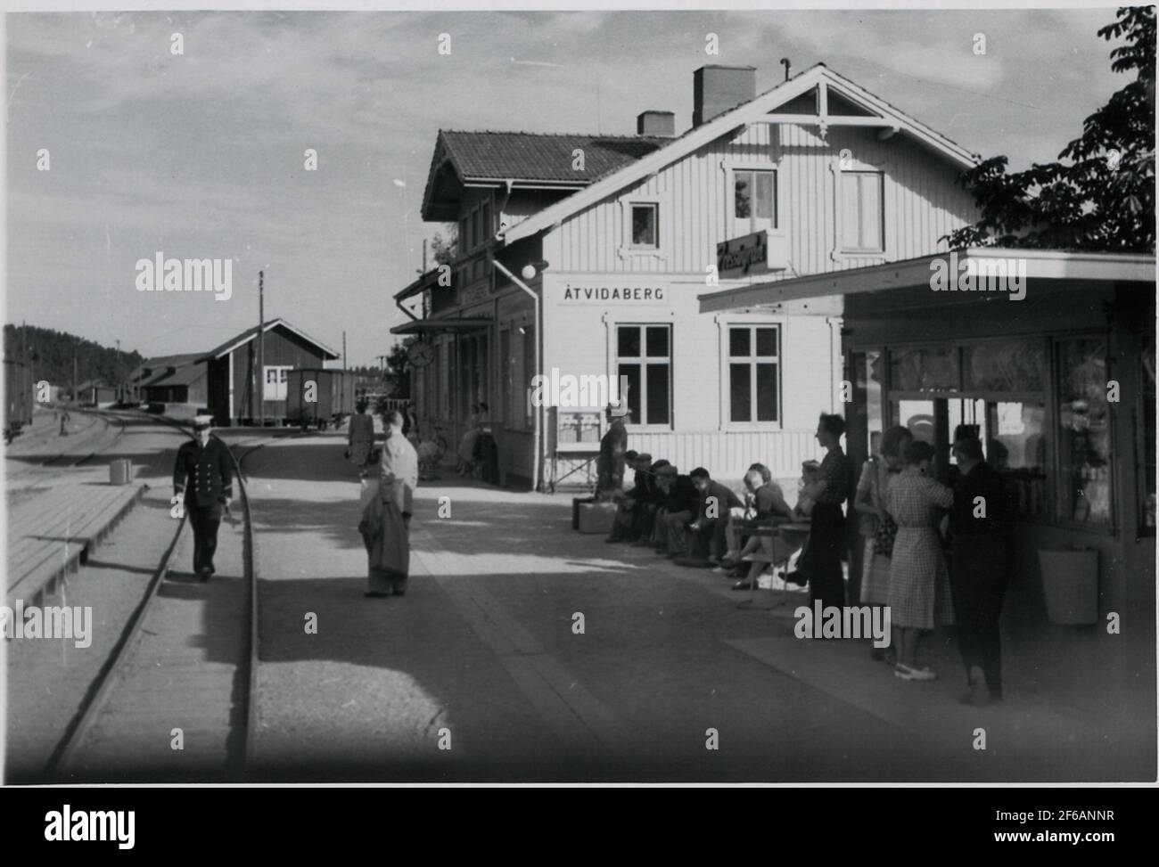 The photo is taken from the rail bus at Evidabergs station Stock Photo ...