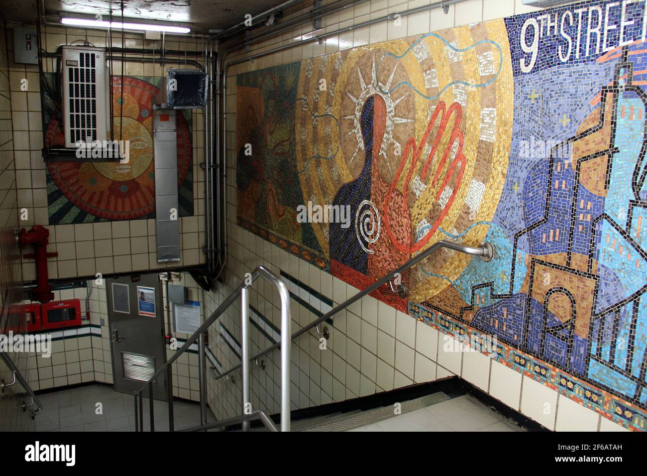 Mosaic panels decorating the walls of the entrance to the 9th Street ...