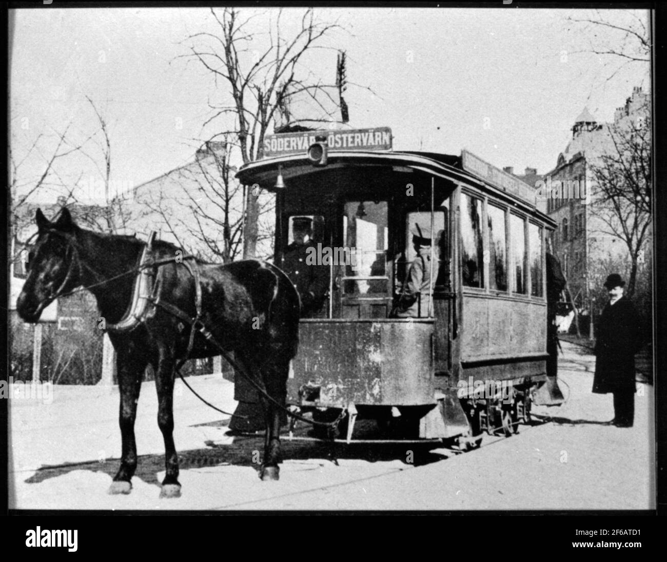 Malmö City Tramways, MSS horse tram 25 at the stop between Södervärn ...
