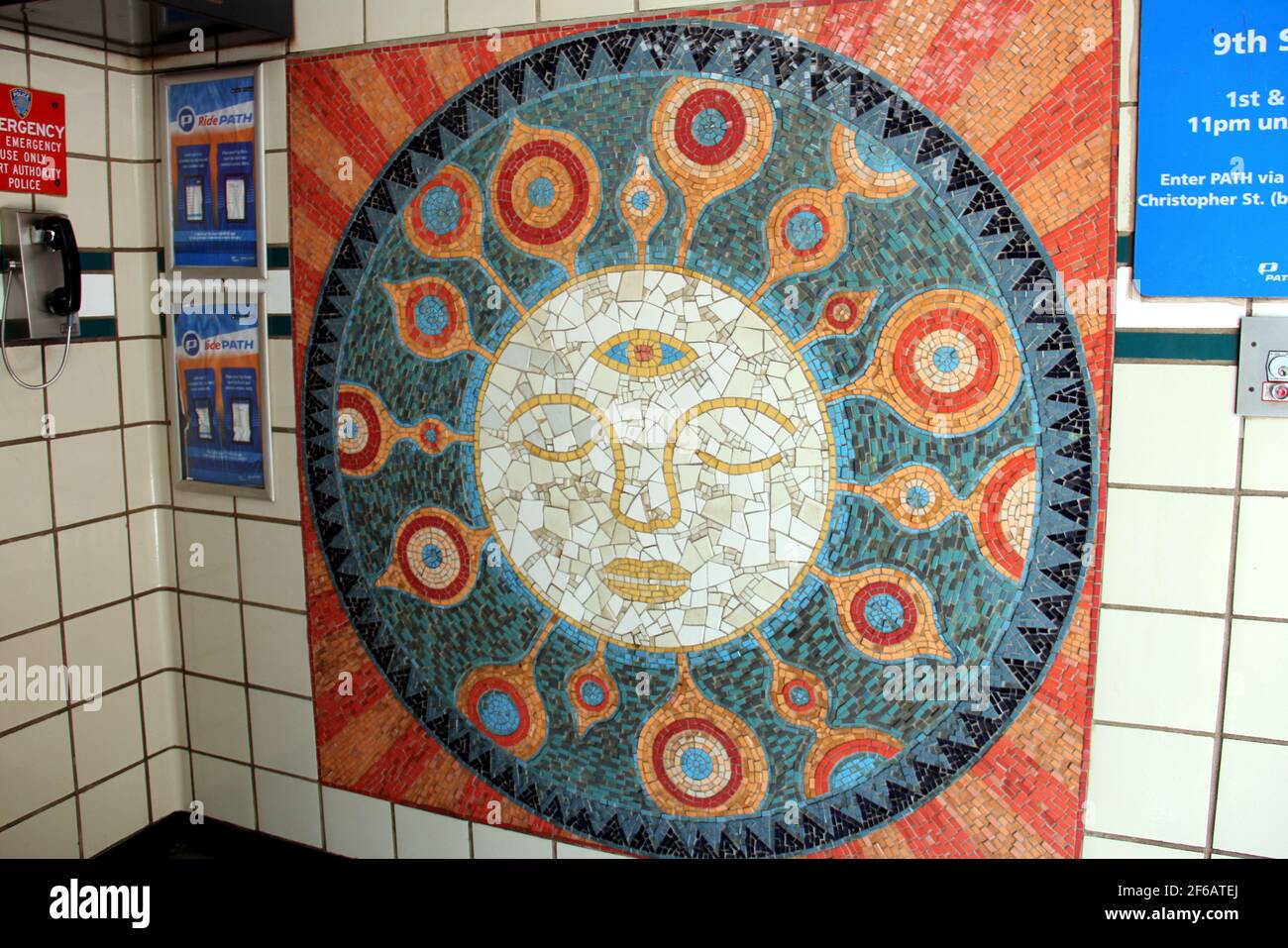 Mosaic panels decorating the walls of the entrance to the 9th Street ...