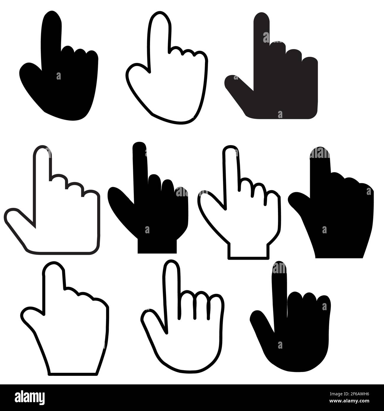 hand icon on white background. click hand outline sign. touching finger ...