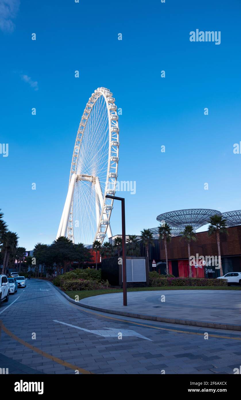 Beautiful view of Dubai eye with tourists and visitors captured at the ...