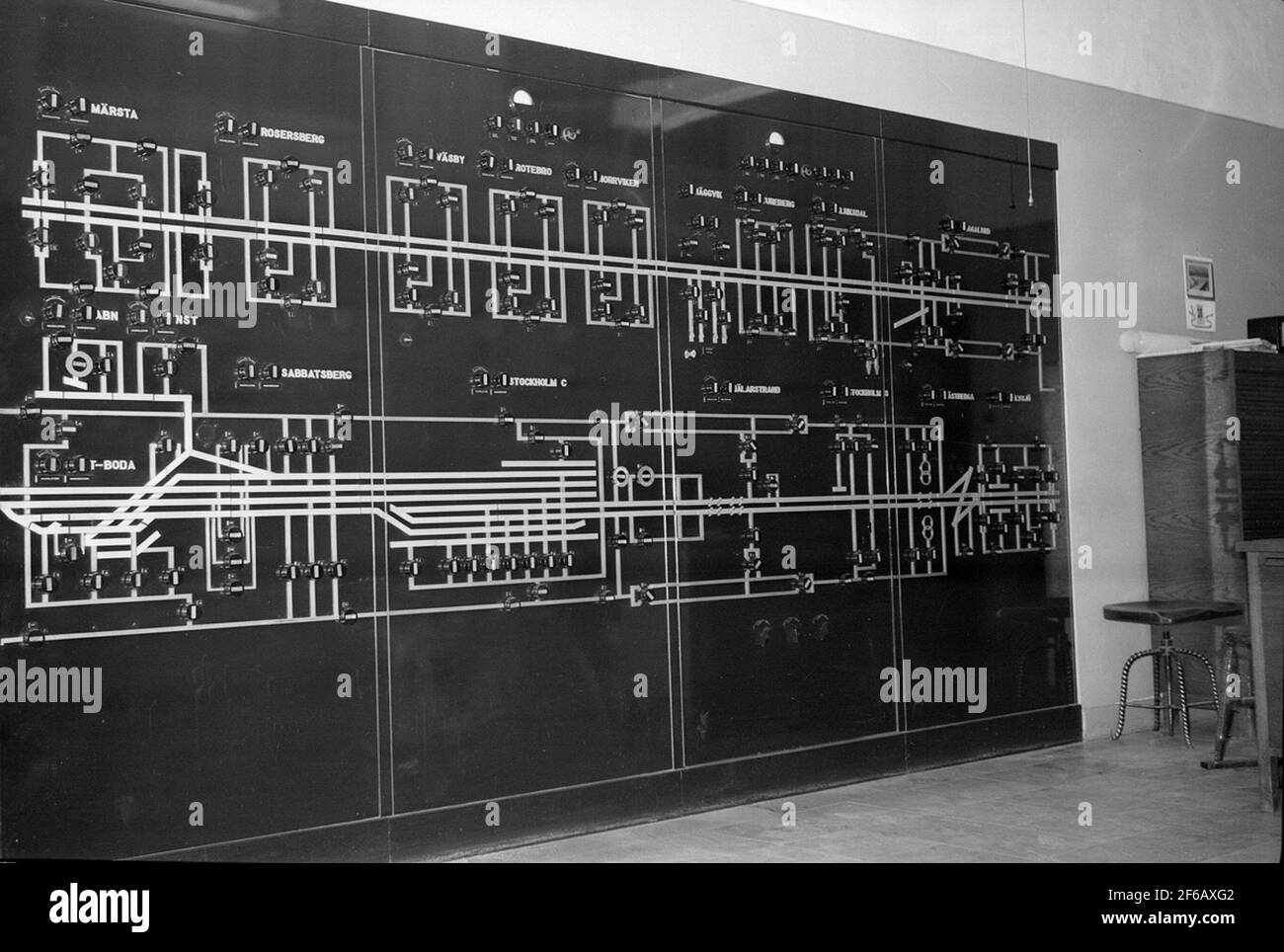Electric train operation. Control in the control room, the operating ...