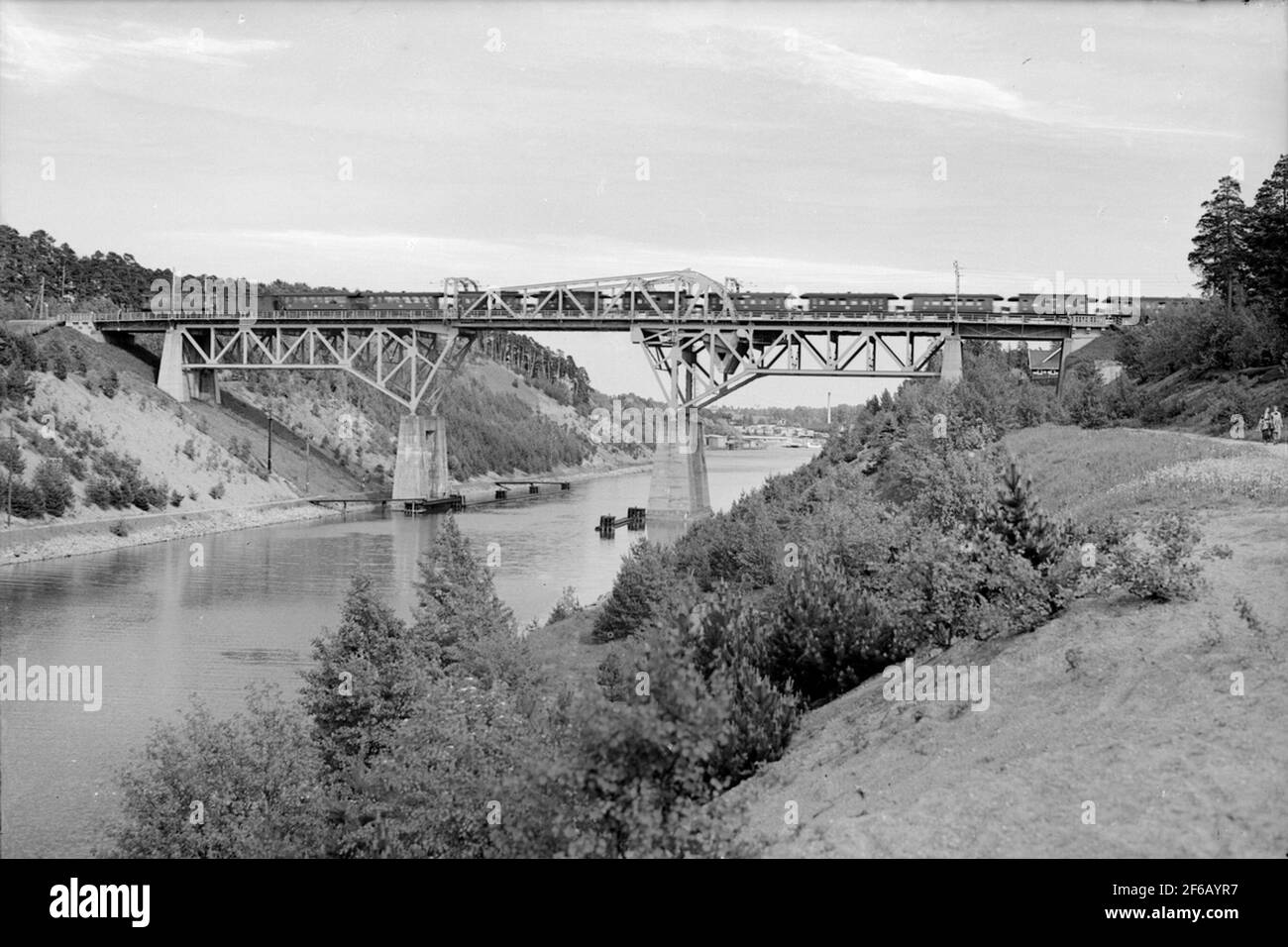 The state railways, SJ D. Double-track flap bridge over Södertälje ...