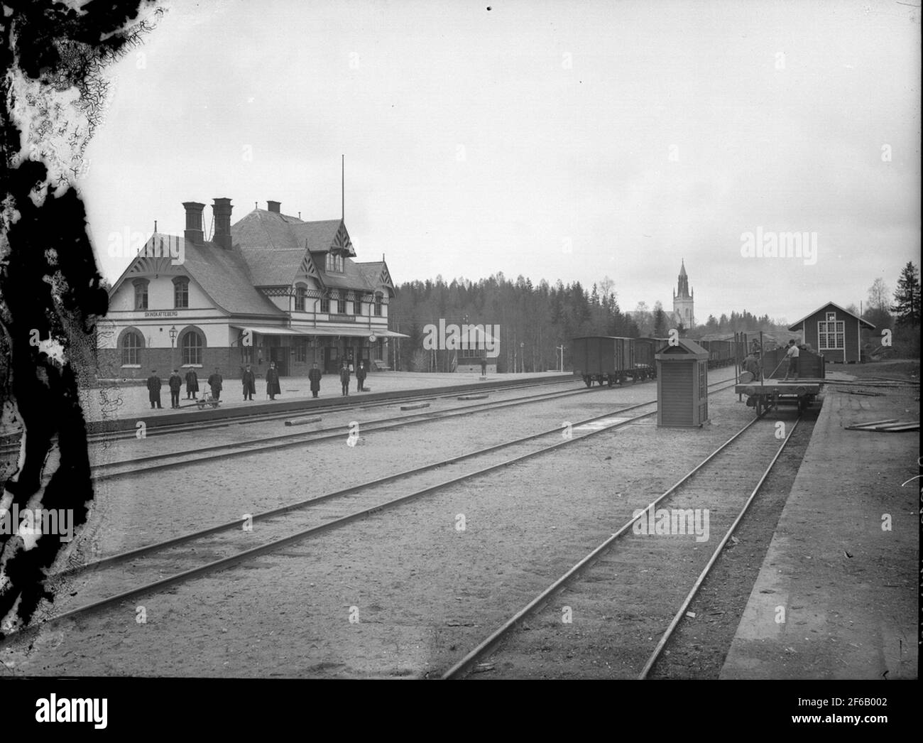 The station was built in 1899. A third train track and modern ...