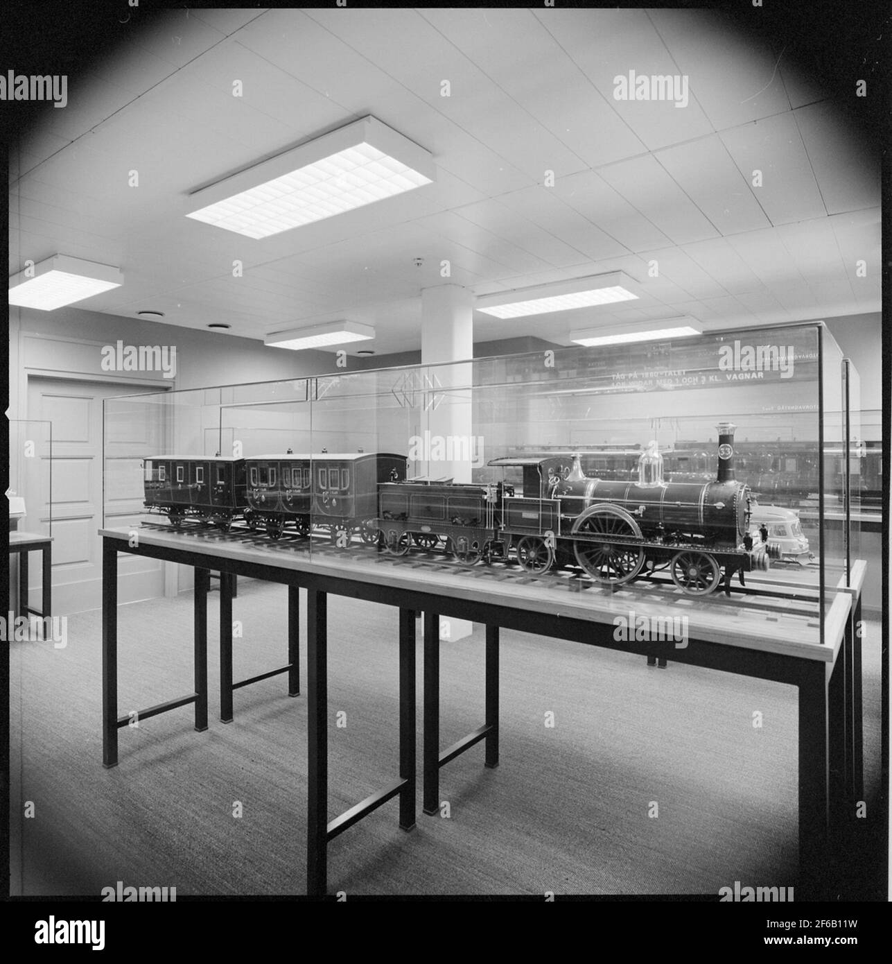 Model of steam locomotive with carts in booth at SJ, model hall in ...