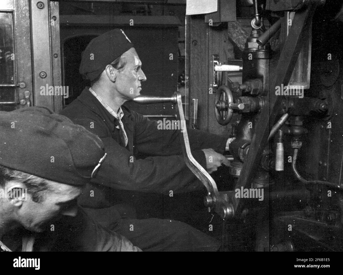 Driver's cab, steam locomotive Stock Photo - Alamy