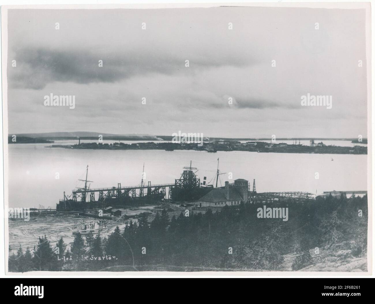 View from Svartö Mountain against the gray self-bay and Luleå after the ...