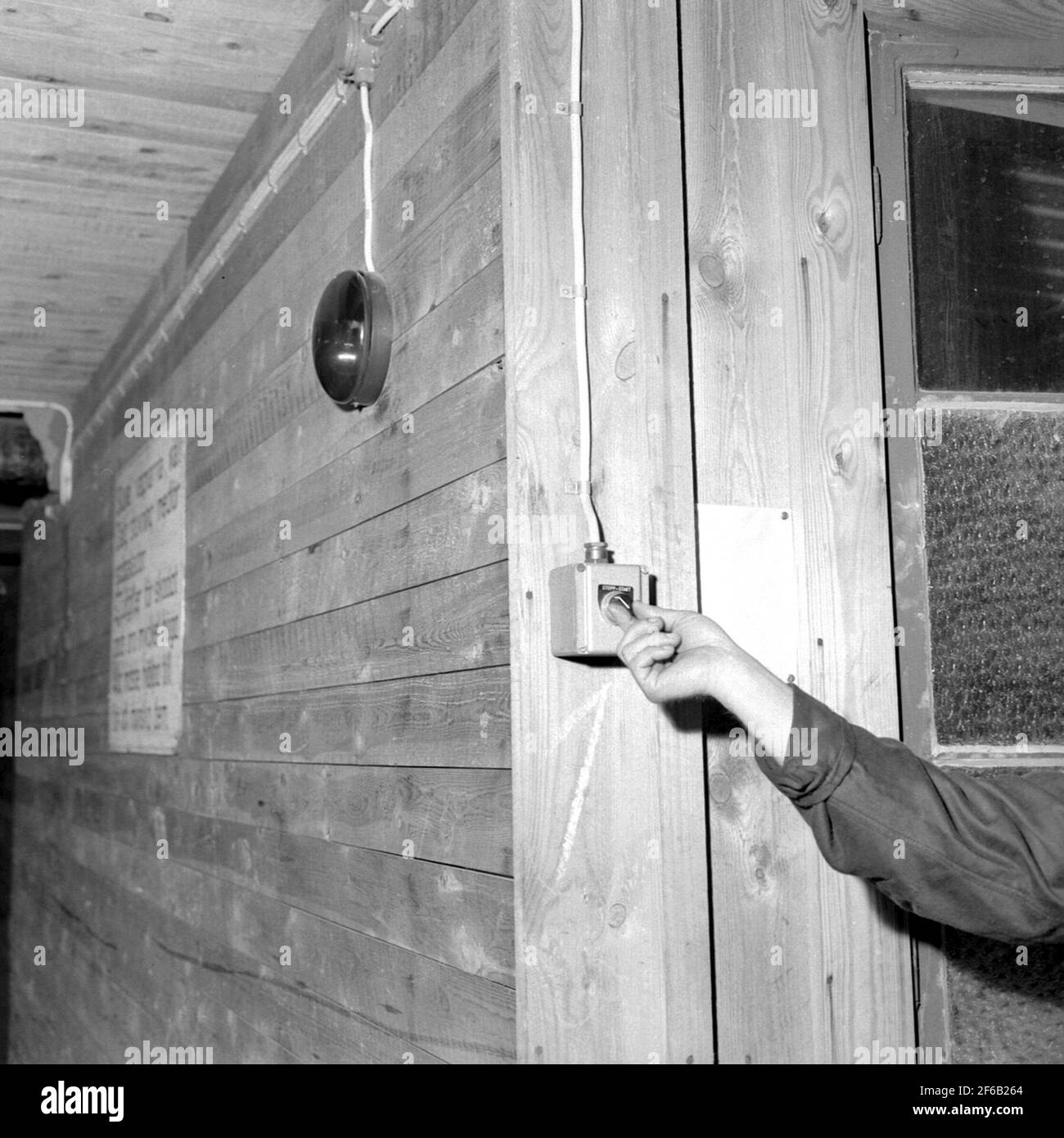 Transhipment magazine, chain conveyor start button Stock Photo - Alamy