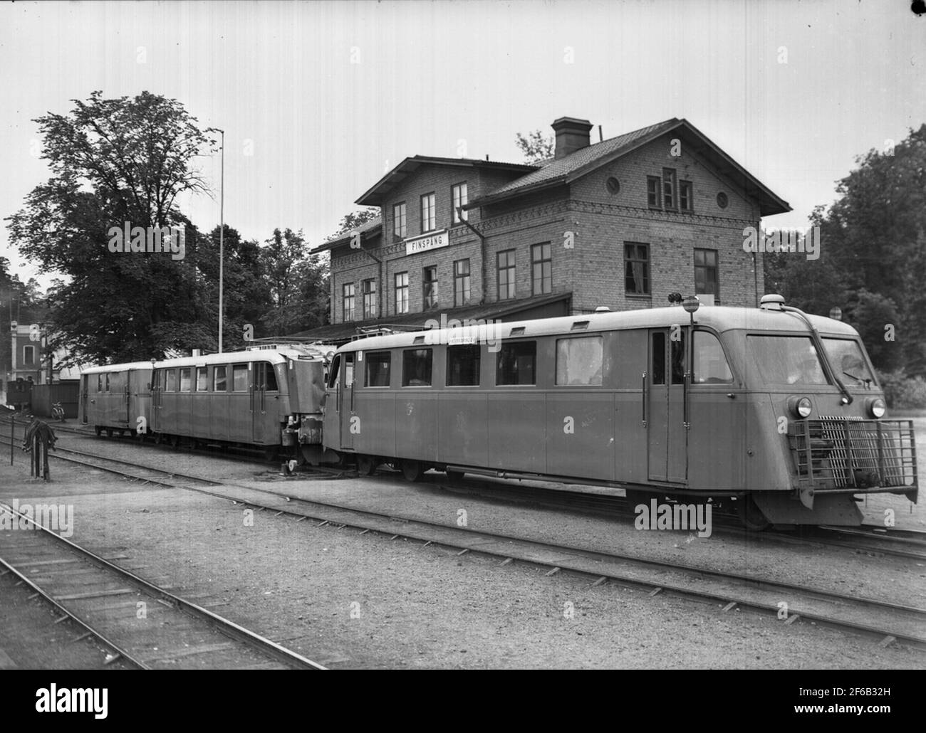 The station and rail bus Stock Photo - Alamy