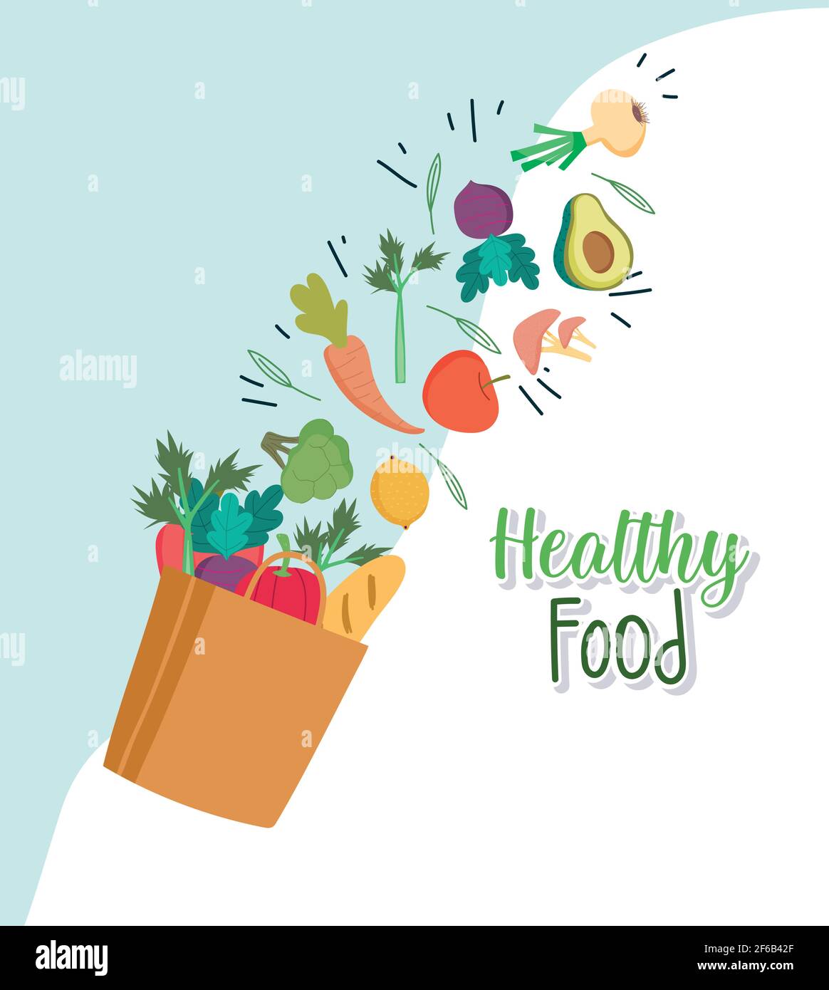 healthy food grocery paper bag Stock Vector Image & Art - Alamy
