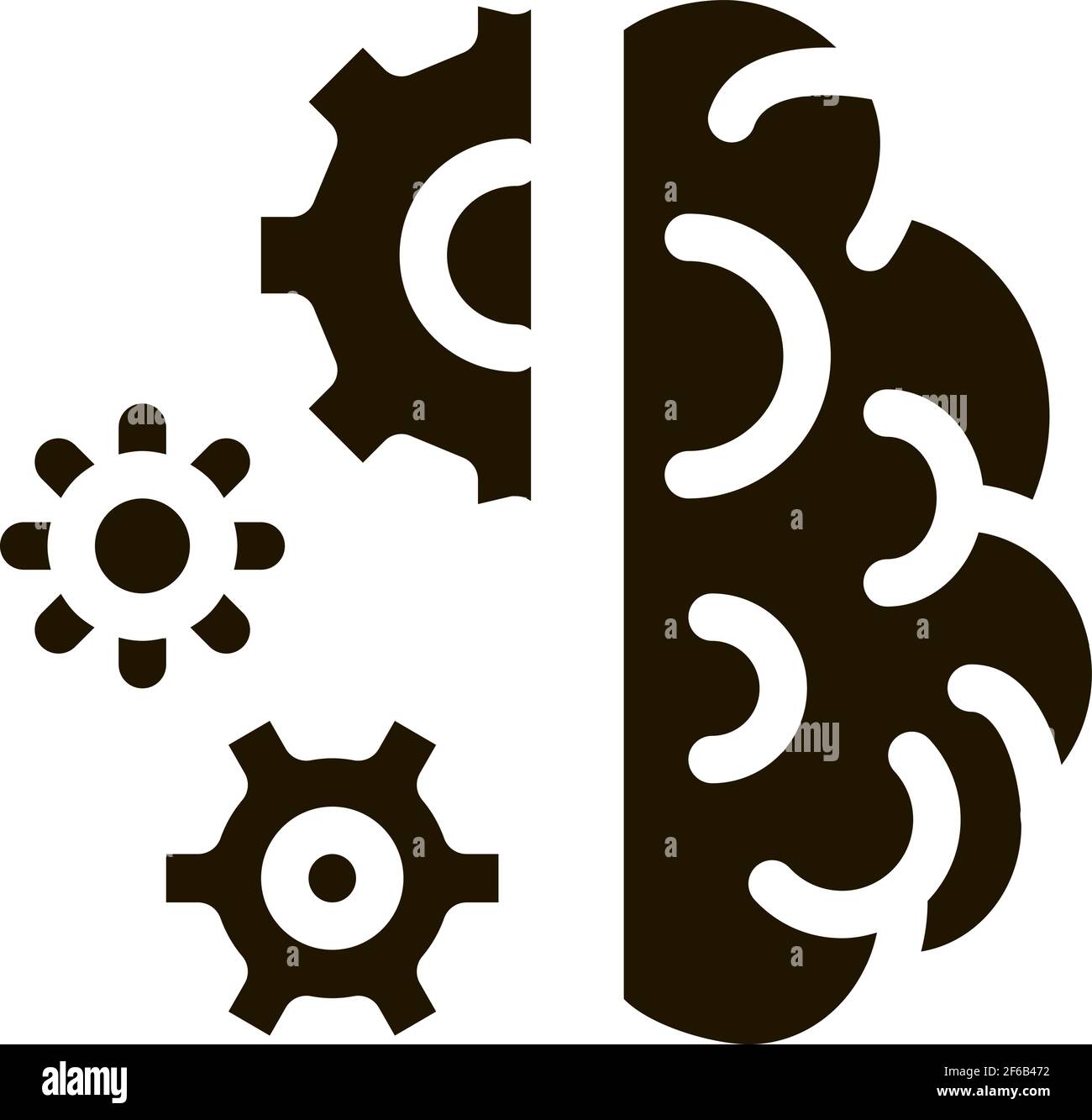 brain work mechanical gears icon Vector Glyph Illustration Stock Vector ...