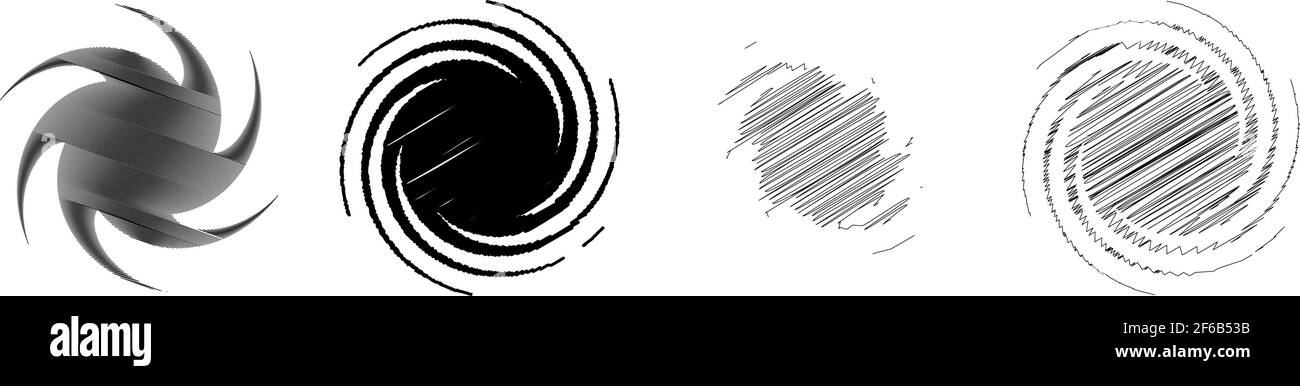 Spiral, swirl, twirl design element with sketchy, scribble pattern ...