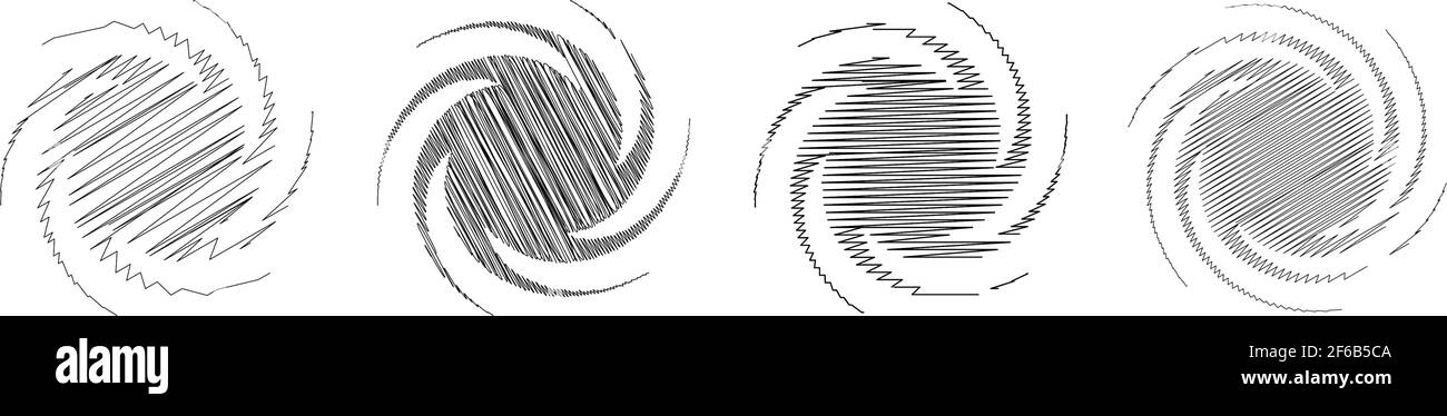 Spiral, swirl, twirl design element with sketchy, scribble pattern ...