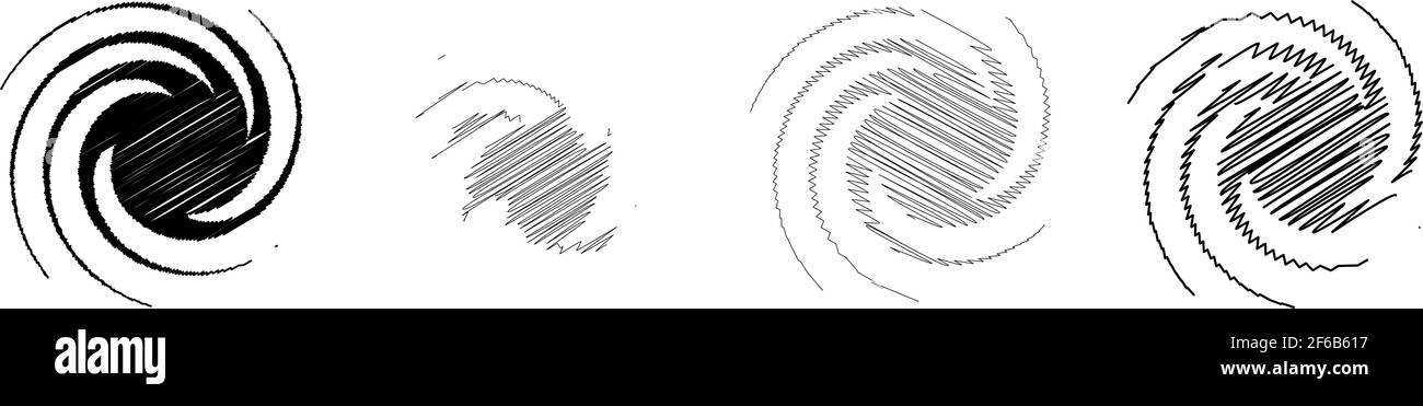 Spiral, swirl, twirl design element with sketchy, scribble pattern ...