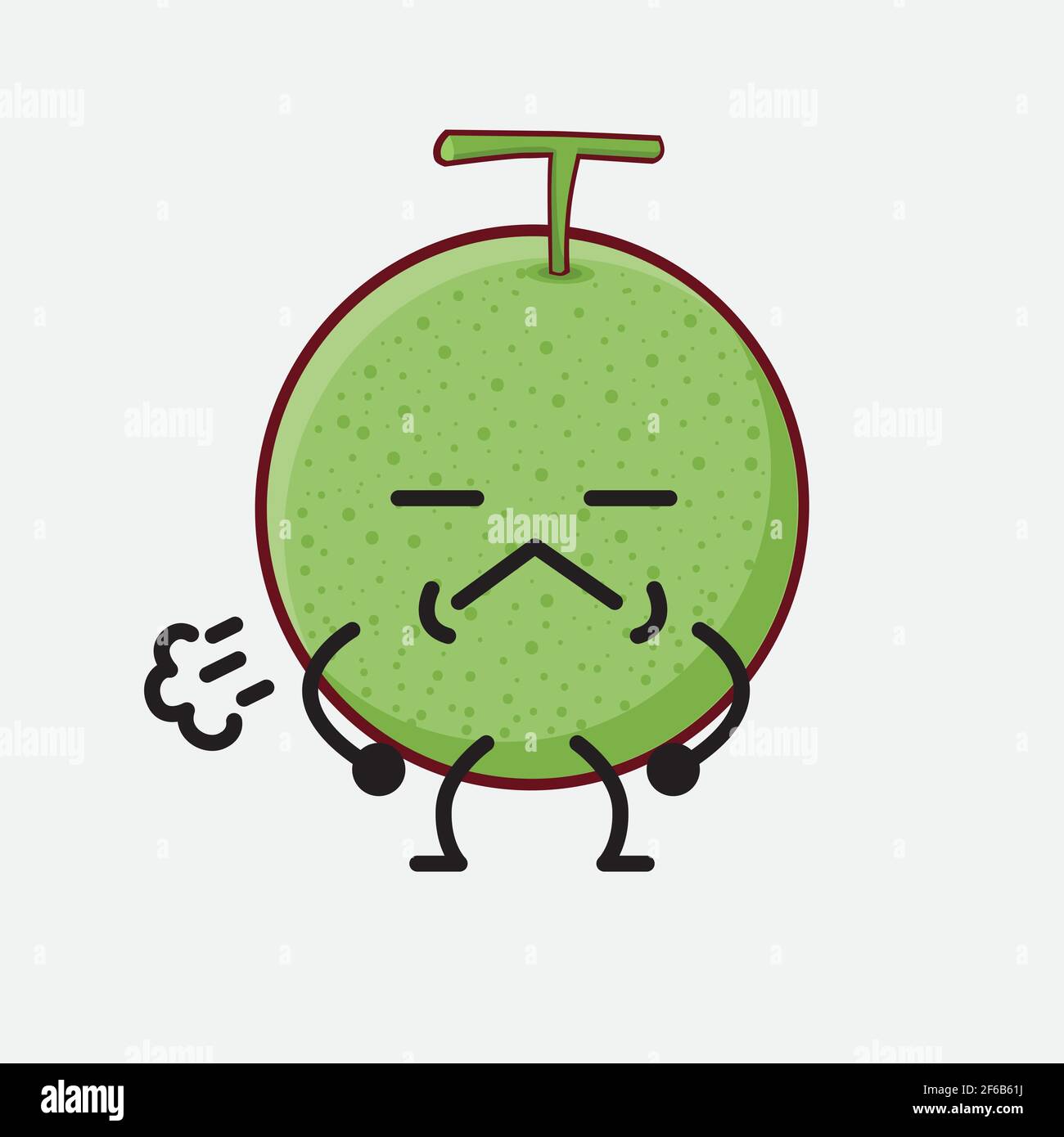 Vector Illustration of Melon Fruit Character with cute face, simple ...