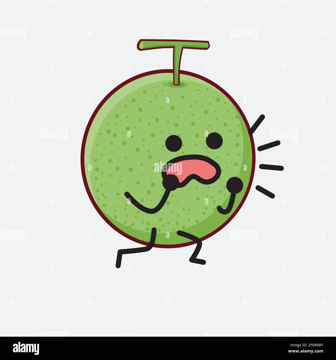 Vector Illustration of Melon Fruit Character with cute face, simple ...