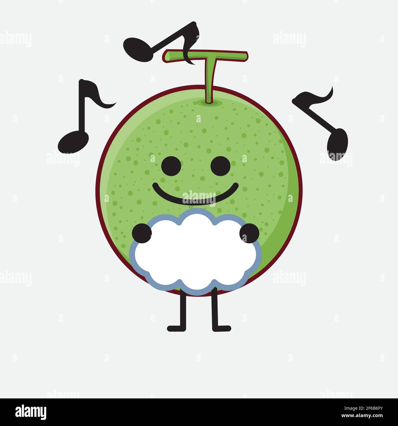 Vector Illustration of Melon Fruit Character with cute face, simple ...