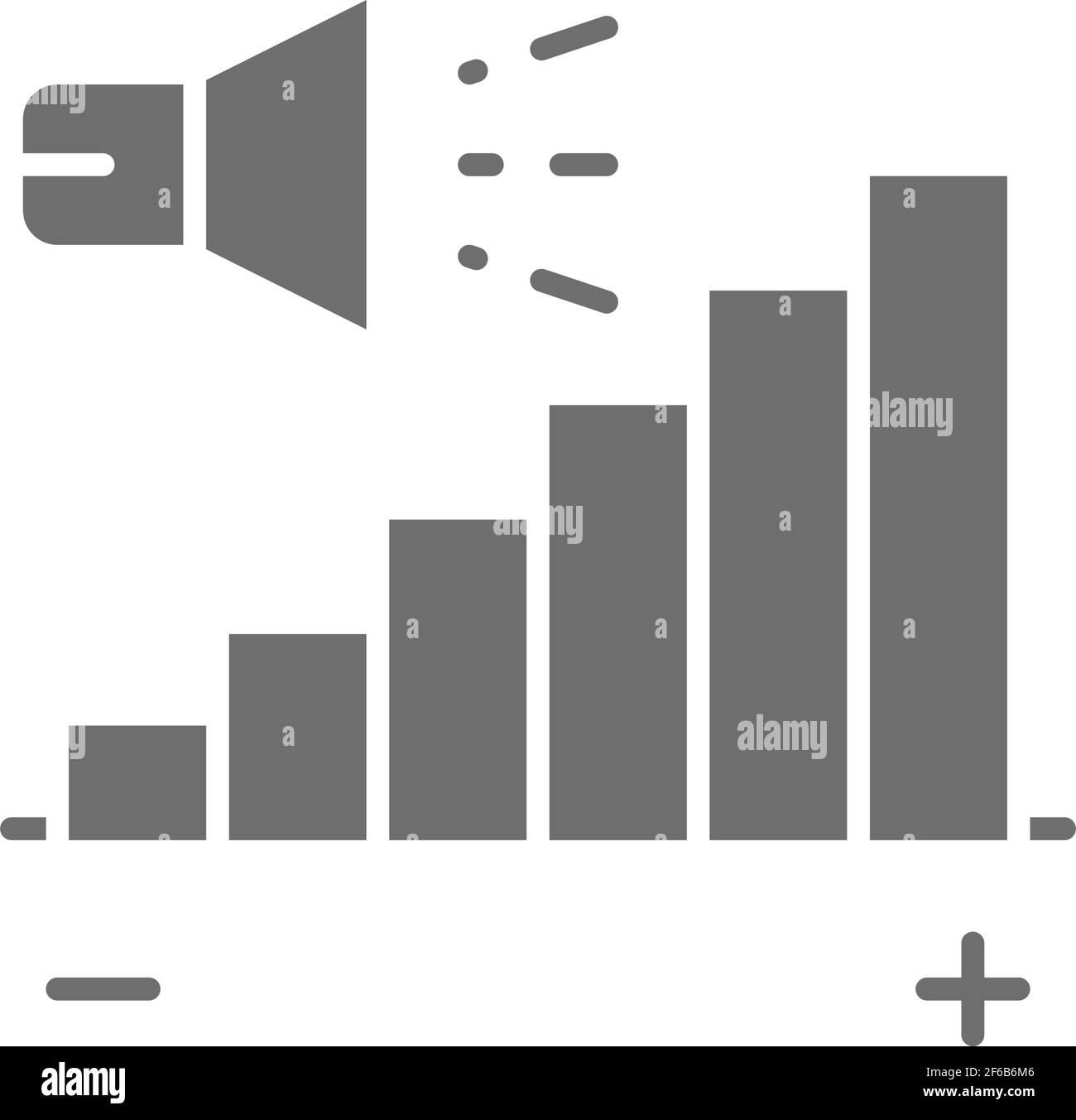 Hearing aid volume control gray icon. Isolated on white background ...