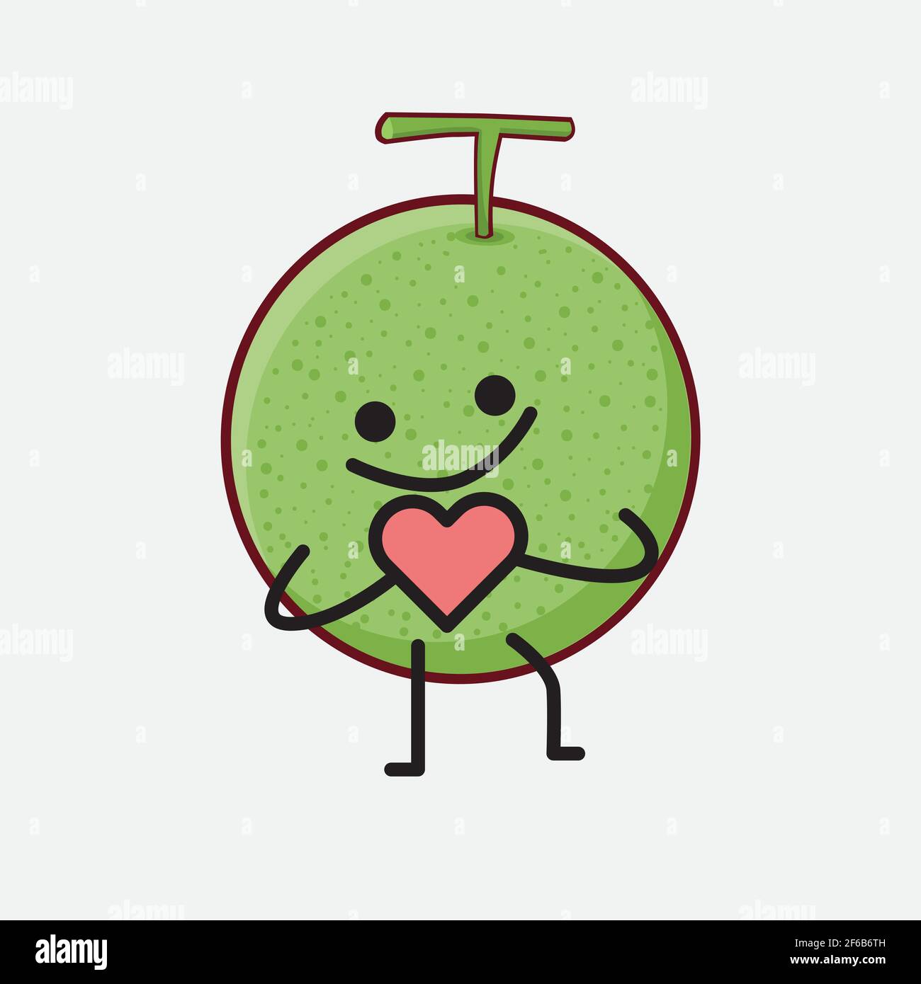 Vector Illustration of Melon Fruit Character with cute face, simple ...